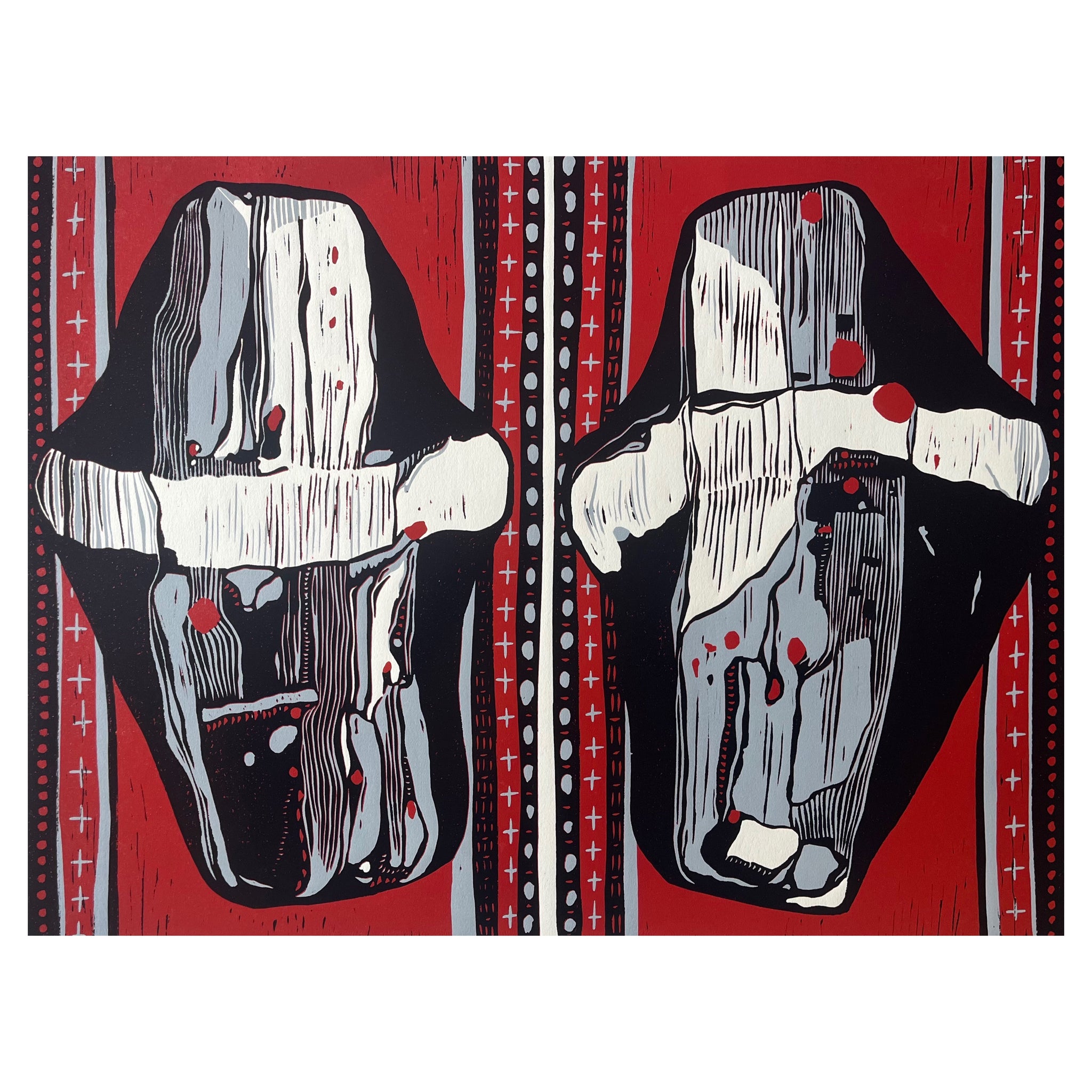 "Boundary Stones" Original Linocut – victoriacarterstudio